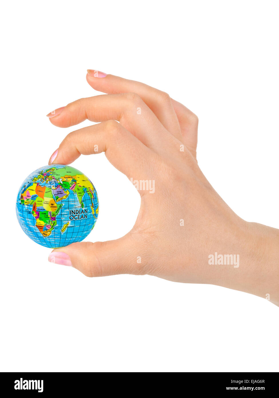 Hand with globe Stock Photo - Alamy