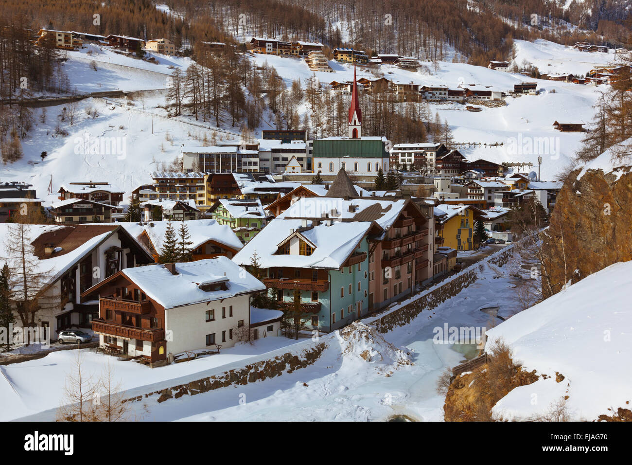 Mountains ski resort Solden Austria Stock Photo - Alamy