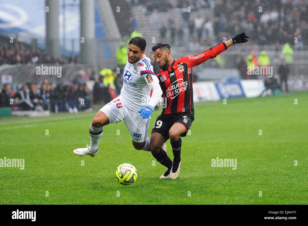 Nabil FEKIR/Jordan AMAVI - 21.03.2015 - Lyon/Nice - 30eme journee de ...