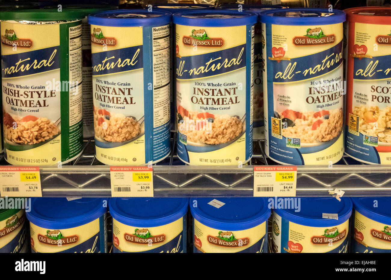 Packages of oatmeal for sale in a New York City supermarket Stock Photo ...
