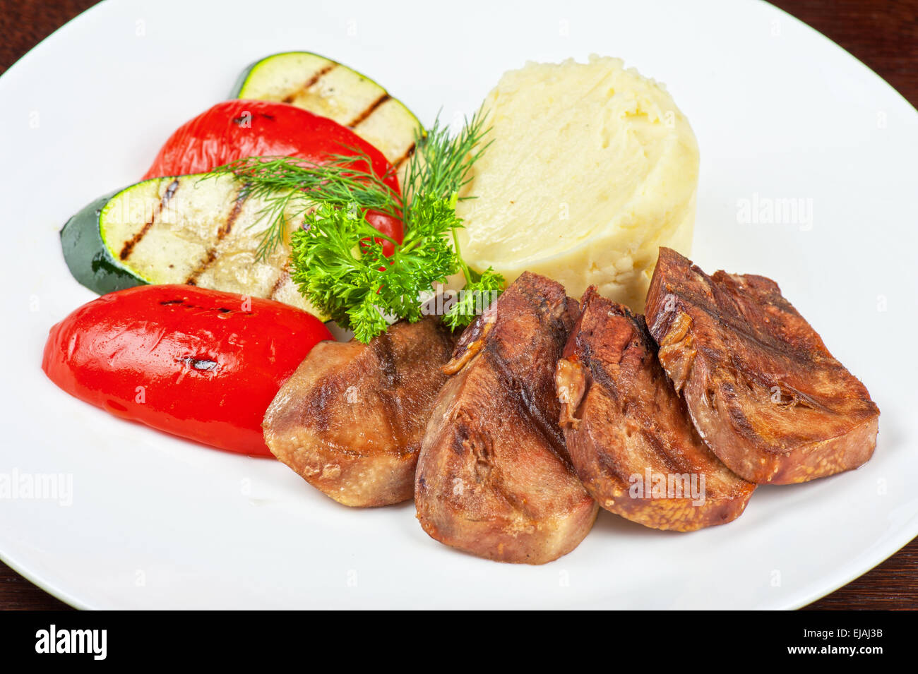 tongue with grilled vegetable Stock Photo - Alamy