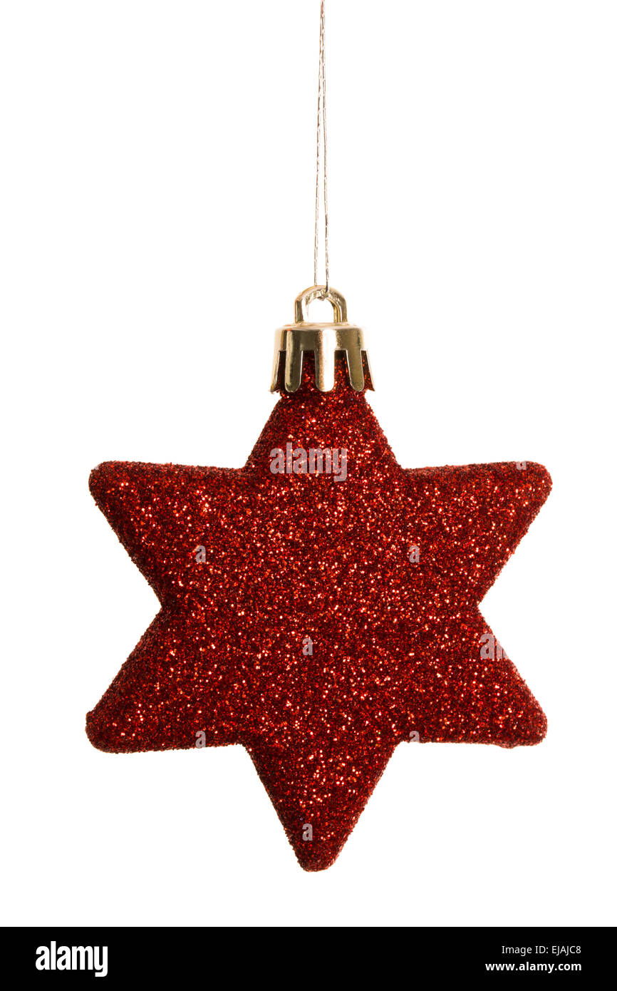 Red christmas star decoration hanging Stock Photo - Alamy