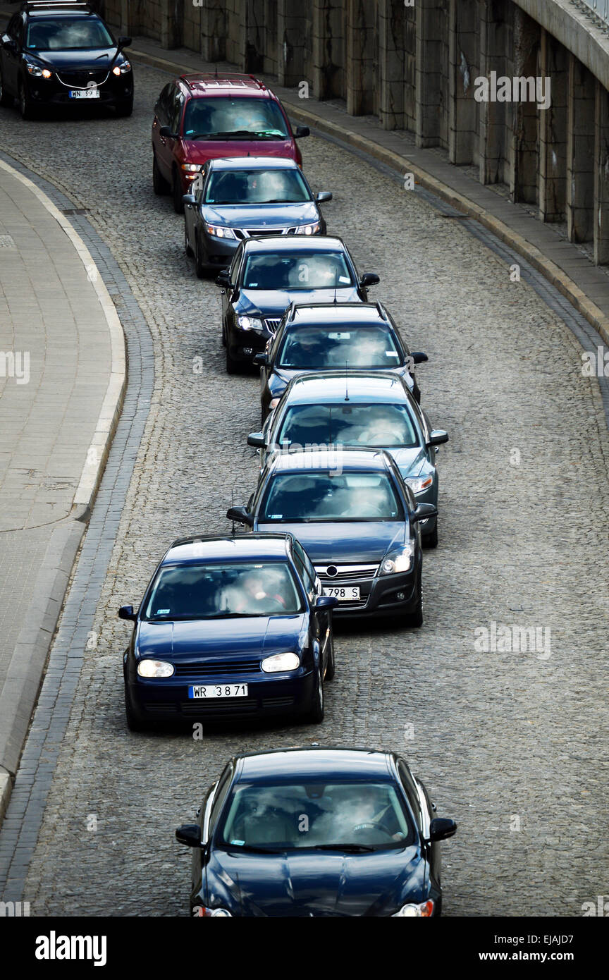 Cars drive on one lane hi-res stock photography and images - Alamy