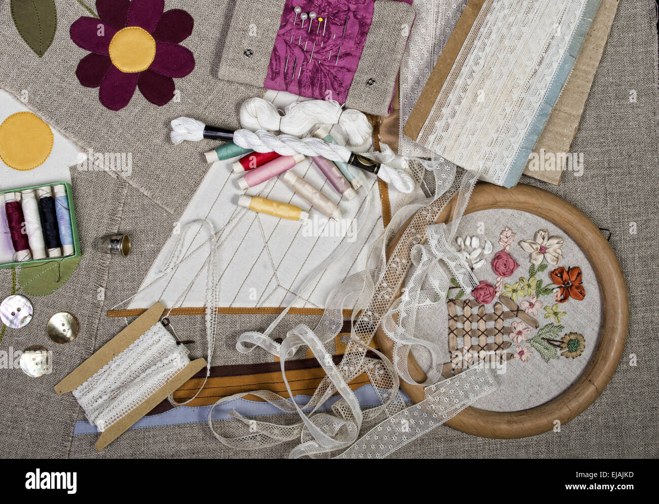 multiple items for sewing and embroidery Stock Photo - Alamy