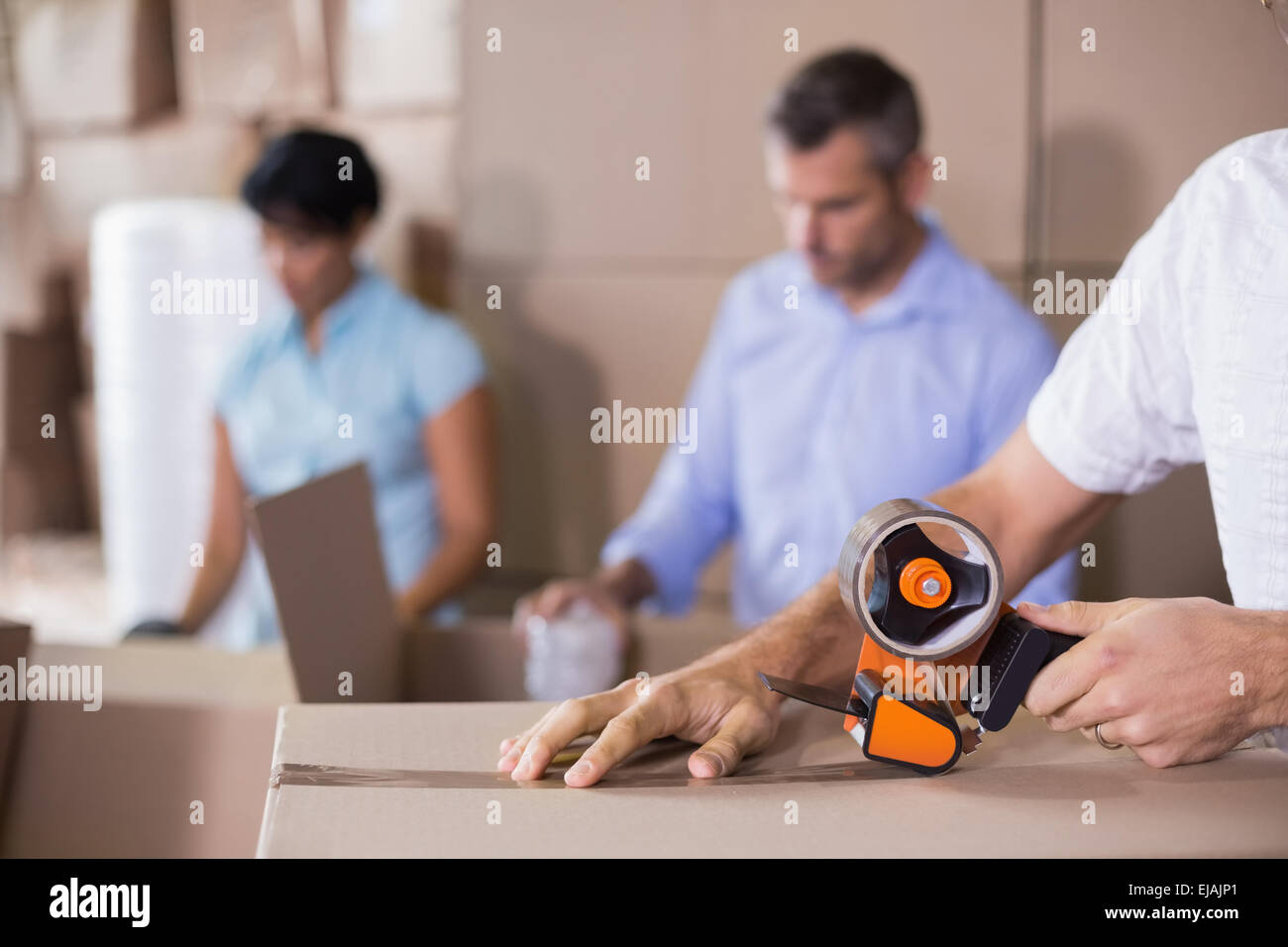 Warehouse workers preparing a shipment Stock Photo - Alamy