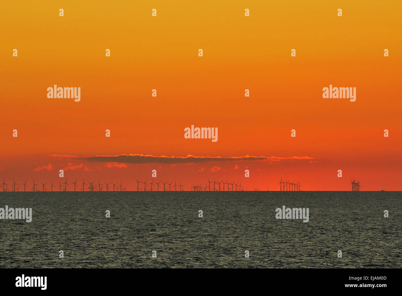 Offshore wind turbines farm sunset hi-res stock photography and images ...