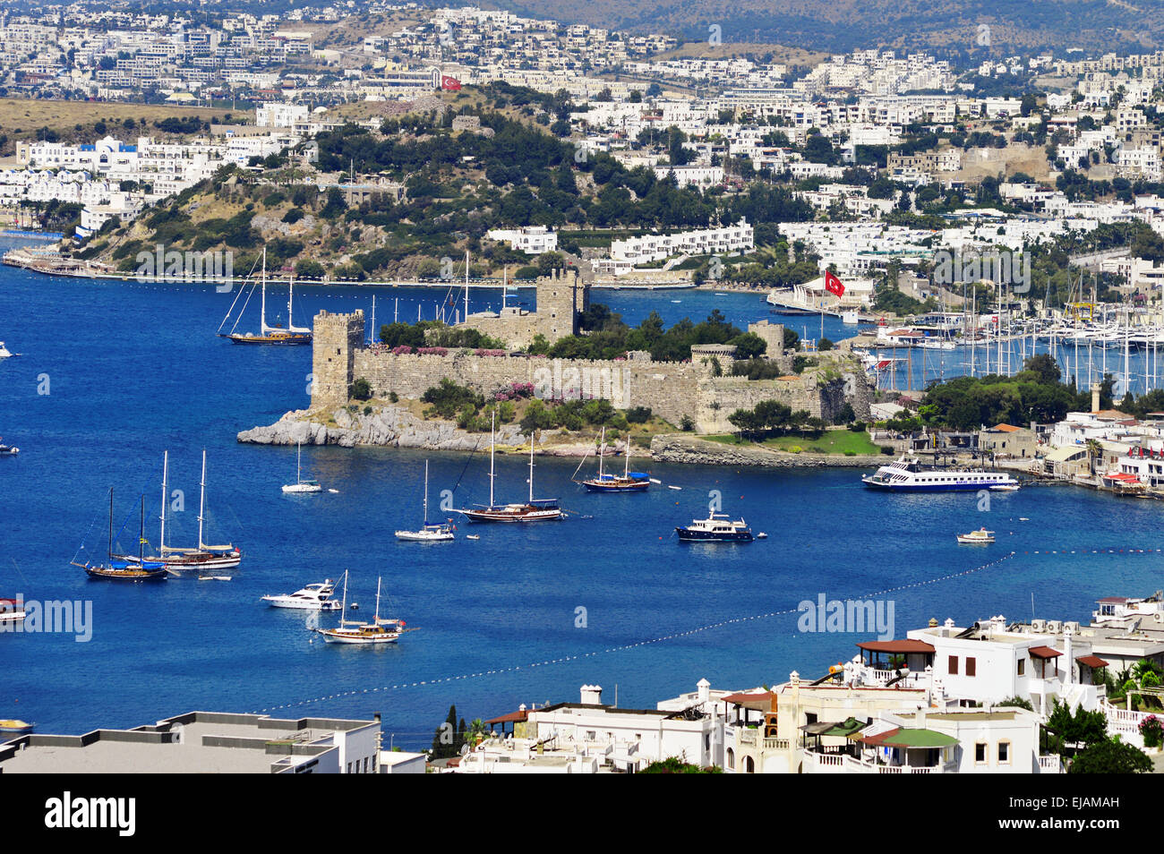 View of Bodrum harbor during hot summer day Stock Photo - Alamy