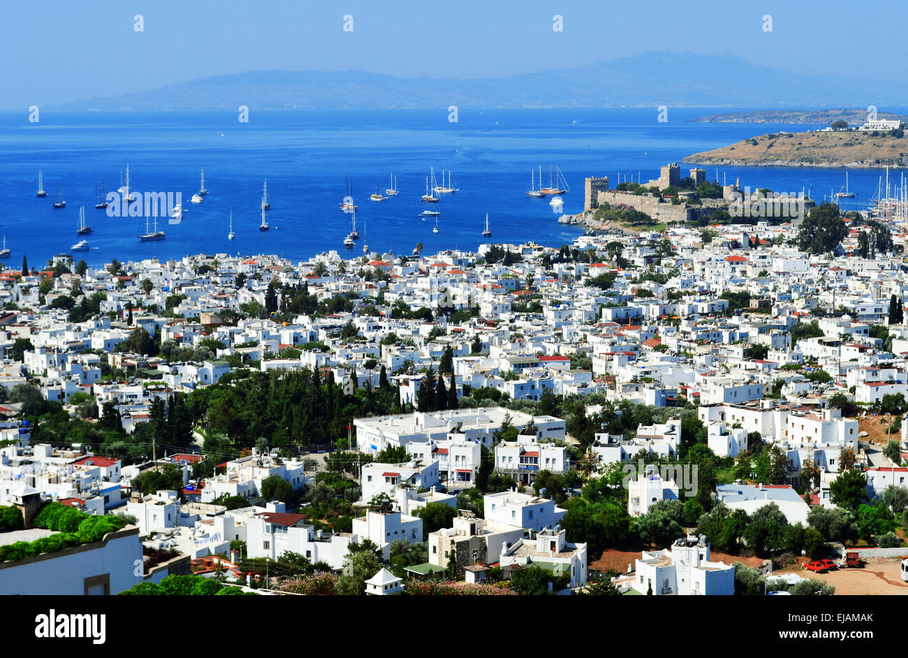 View of Bodrum harbor during hot summer day Stock Photo - Alamy
