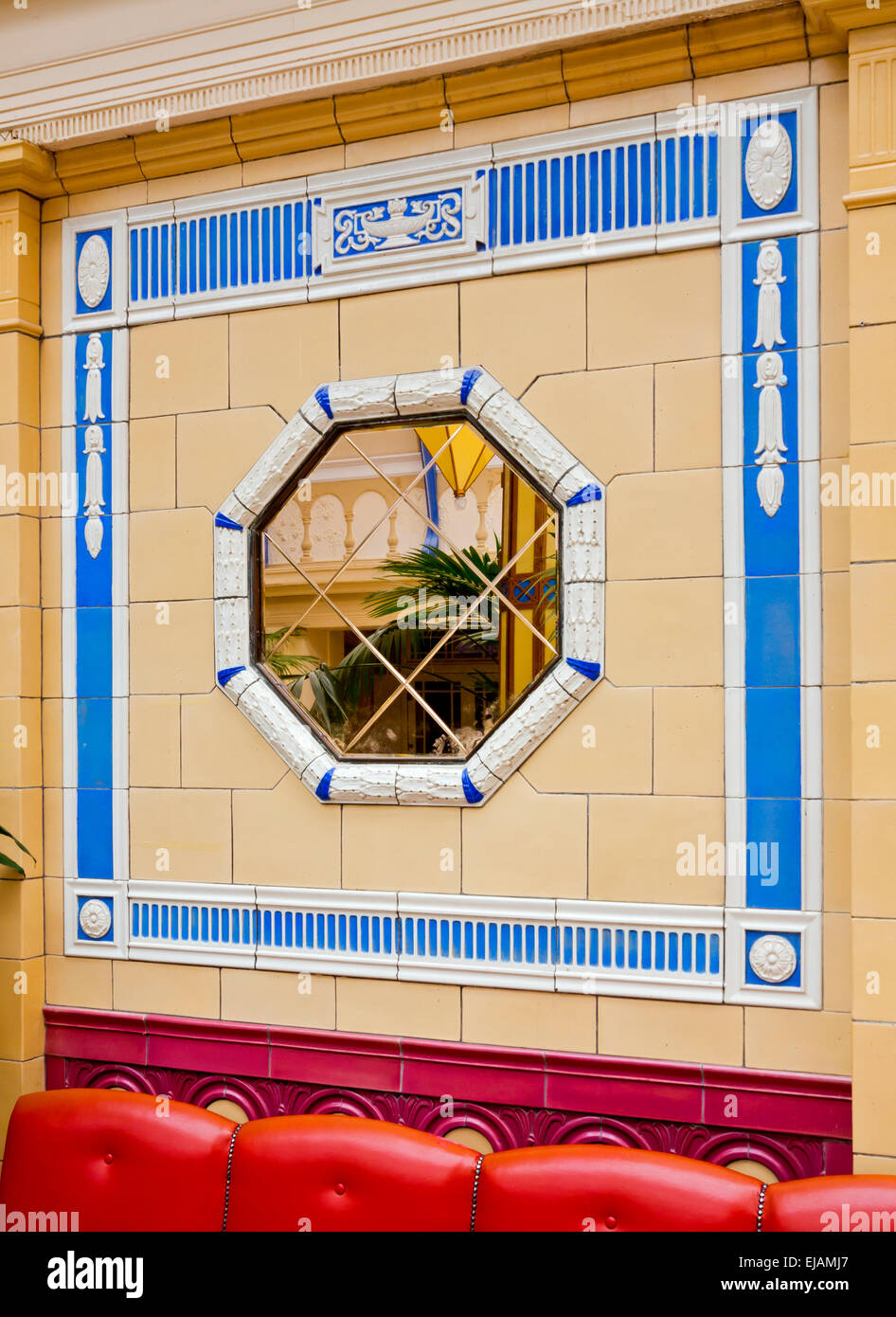 Octagonal mirror in Art Deco Arcade at entrance to Blackpool Winter ...