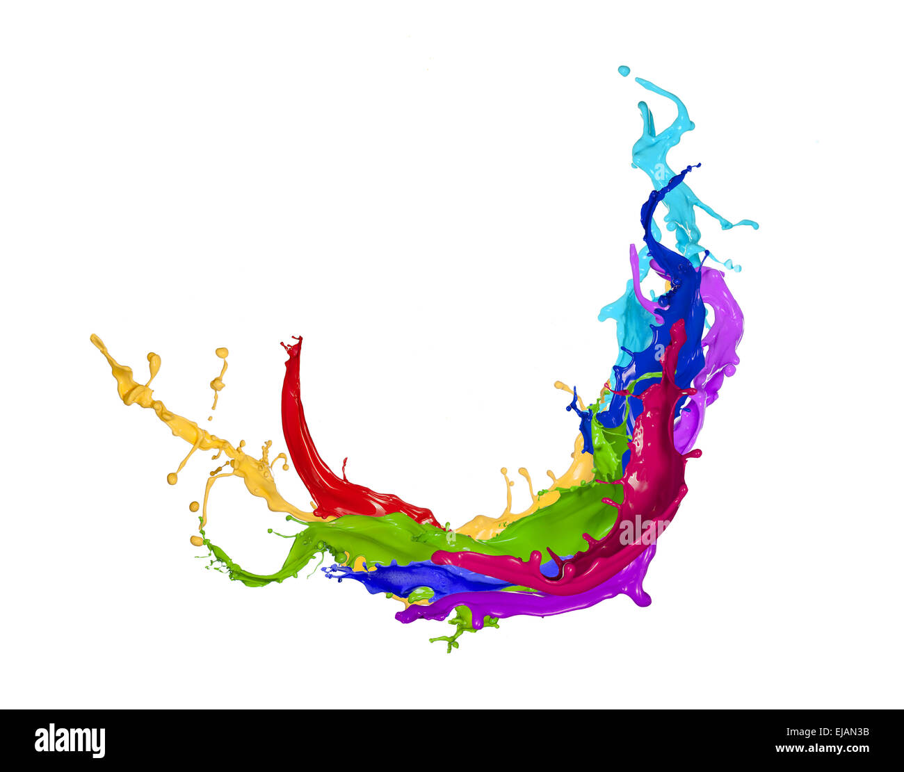 Colored splashes in abstract shape on white background Stock Photo - Alamy