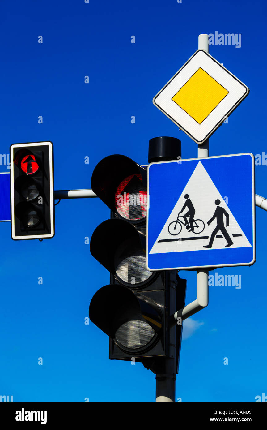 Traffic lights over blue sky Stock Photo - Alamy