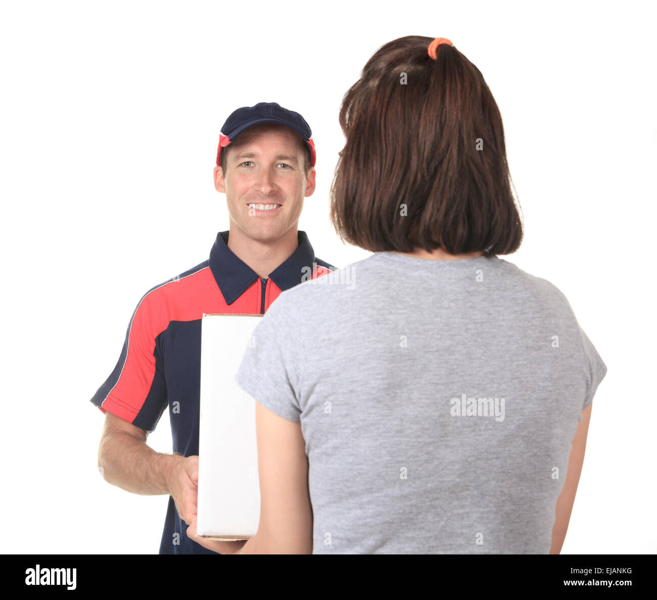 Delivery person delivering packages Stock Photo - Alamy