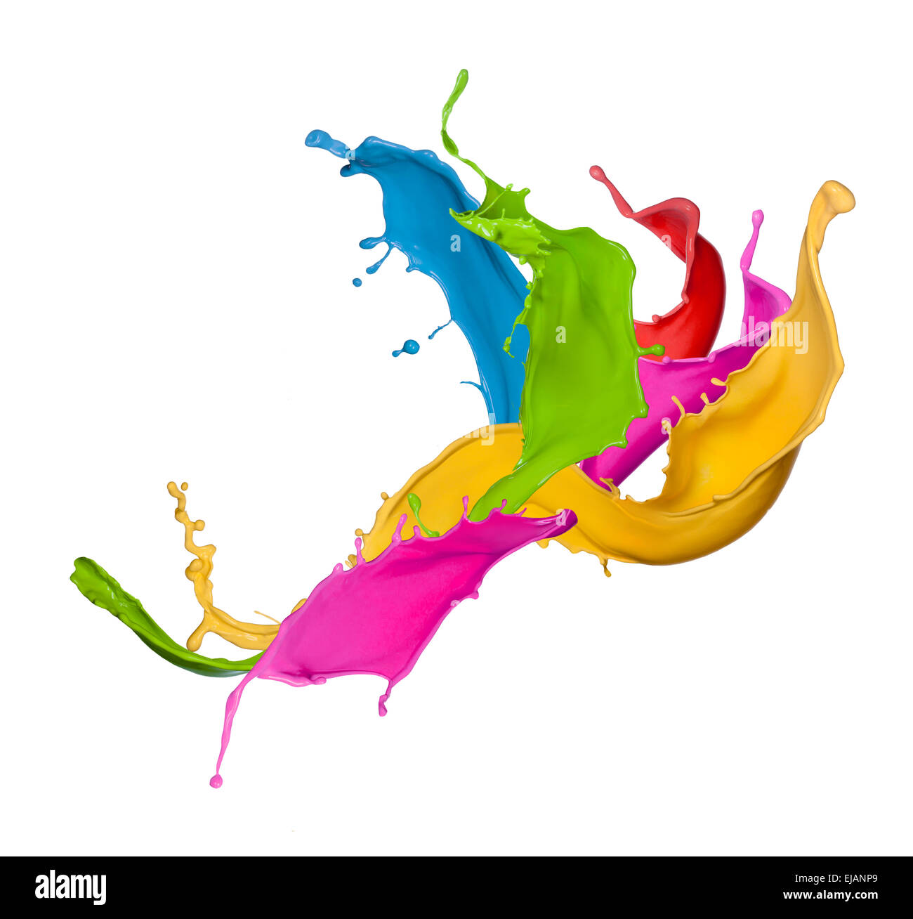 Colored splashes in abstract shape on white background Stock Photo - Alamy