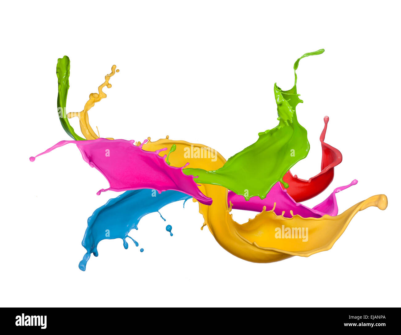 Colored splashes in abstract shape on white background Stock Photo - Alamy