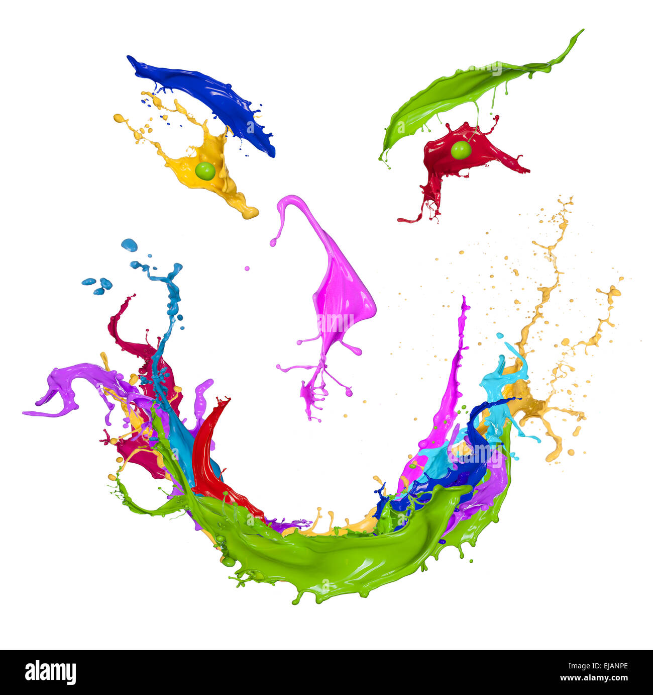 Colored splashes in abstract shape on white background Stock Photo - Alamy