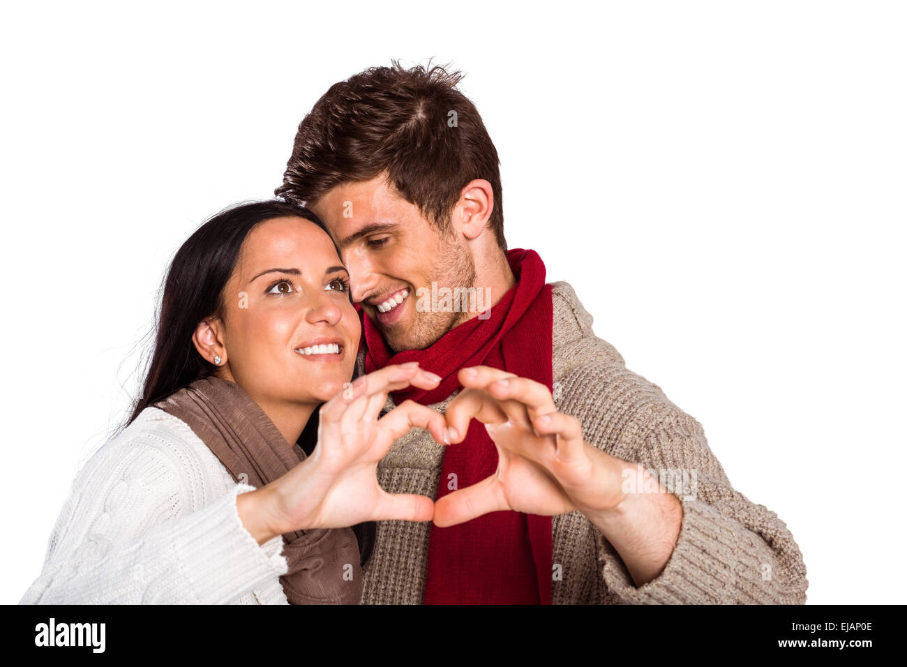 Young couple making heart with hands Stock Photo - Alamy
