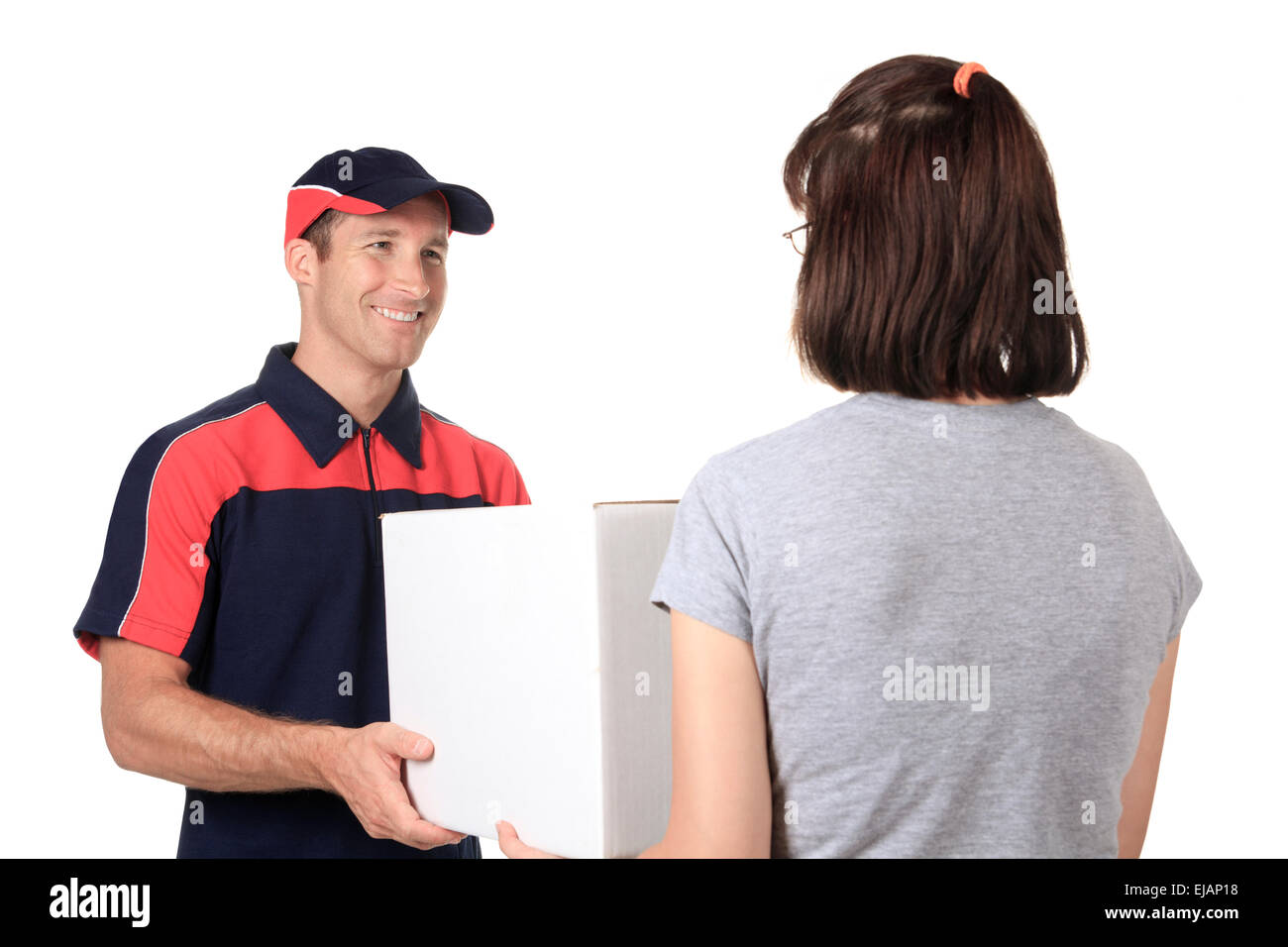 Delivery person delivering packages Stock Photo - Alamy