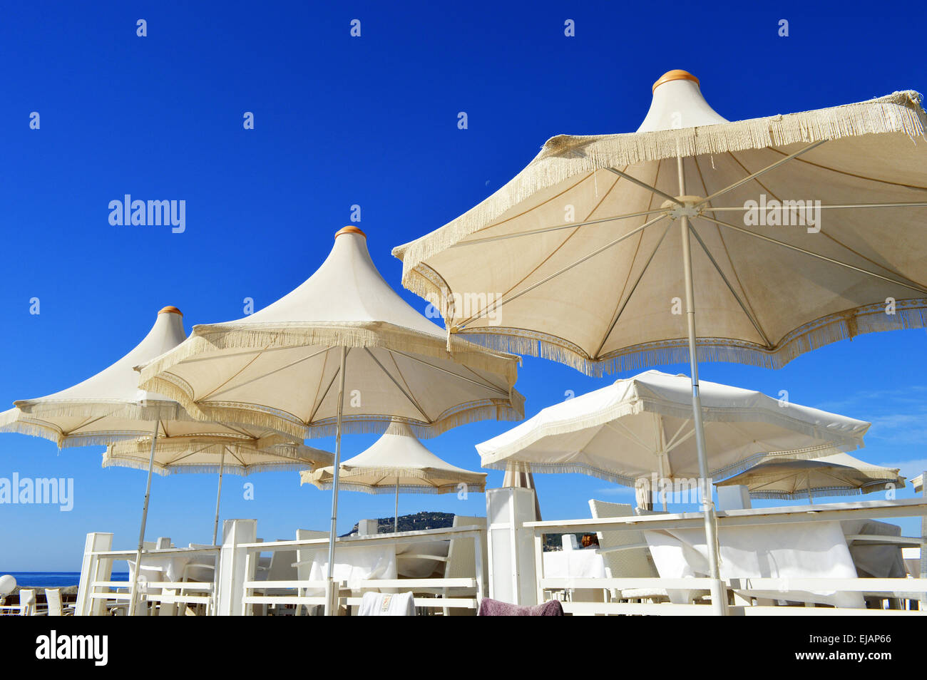 Mediterranean beach during hot summer day Stock Photo - Alamy
