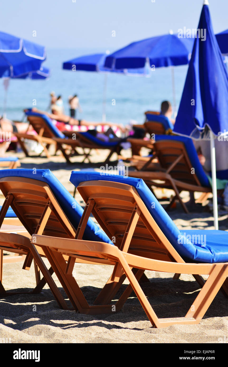 Mediterranean beach during hot summer day Stock Photo - Alamy