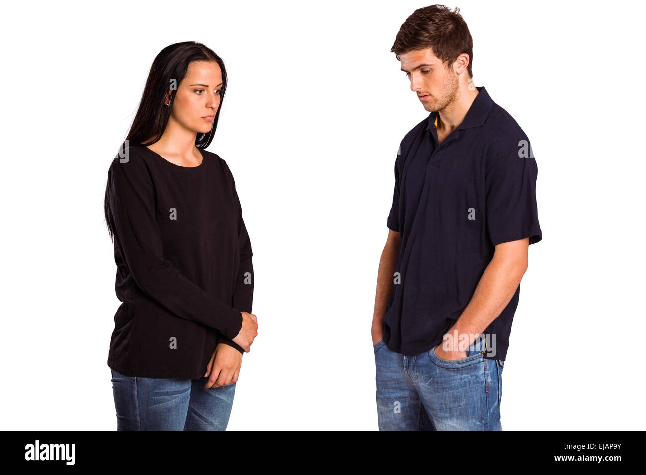 Unhappy adult female talking Cut Out Stock Images & Pictures - Alamy