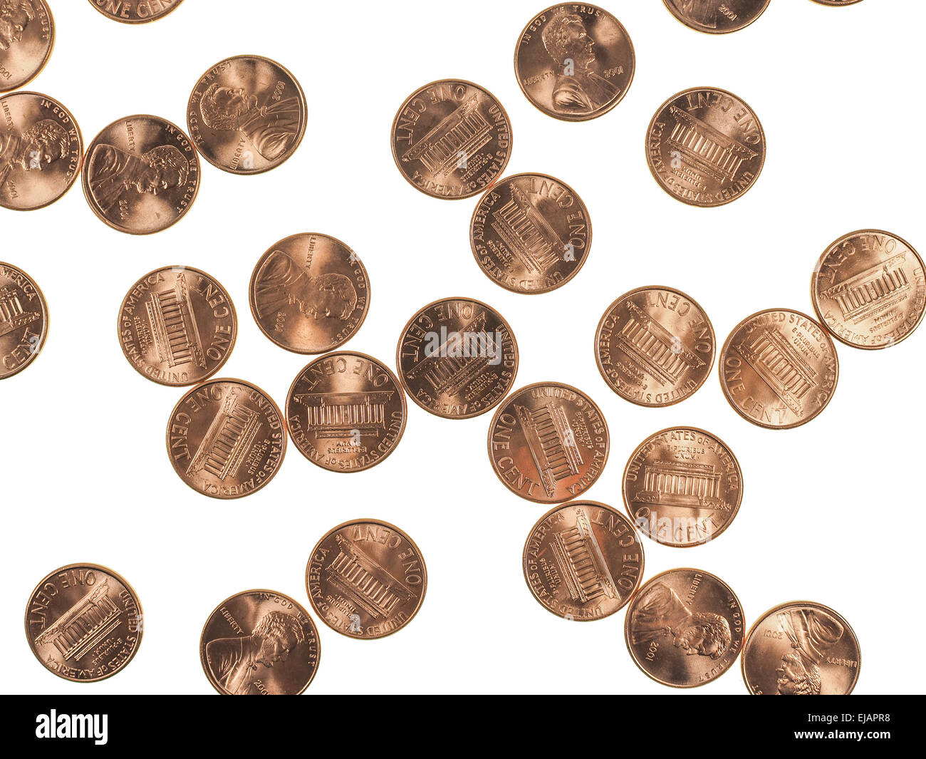 Dollar coins 1 cent wheat penny cent currency of the United States ...