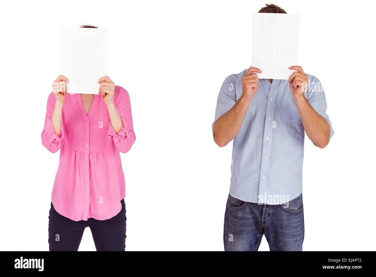 People holding sheets over faces Stock Photo - Alamy