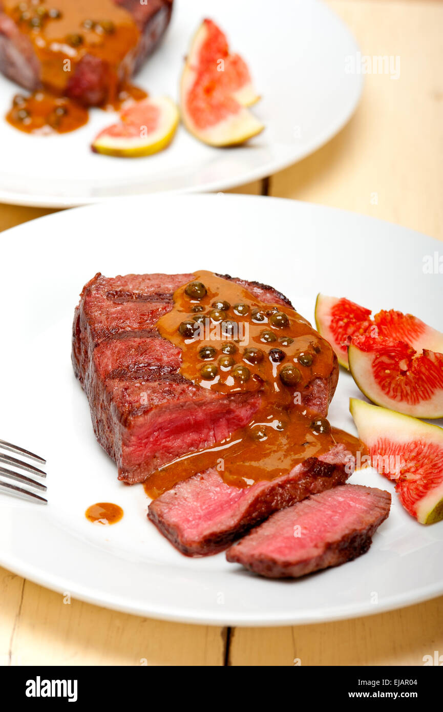 green peppercorn beef filet mignon Stock Photo - Alamy