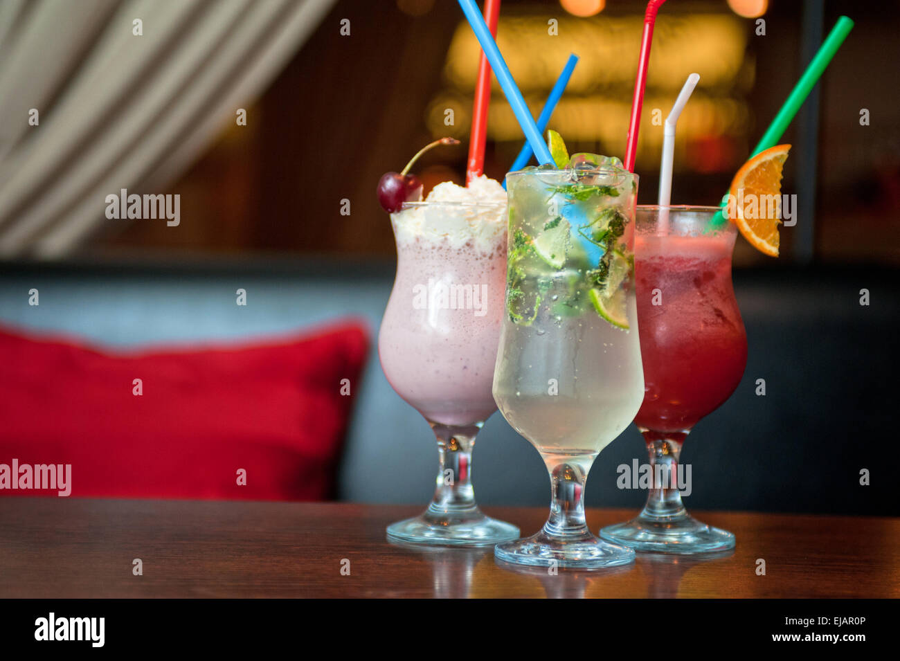 three healthy nonalcoholic cocktails Stock Photo - Alamy