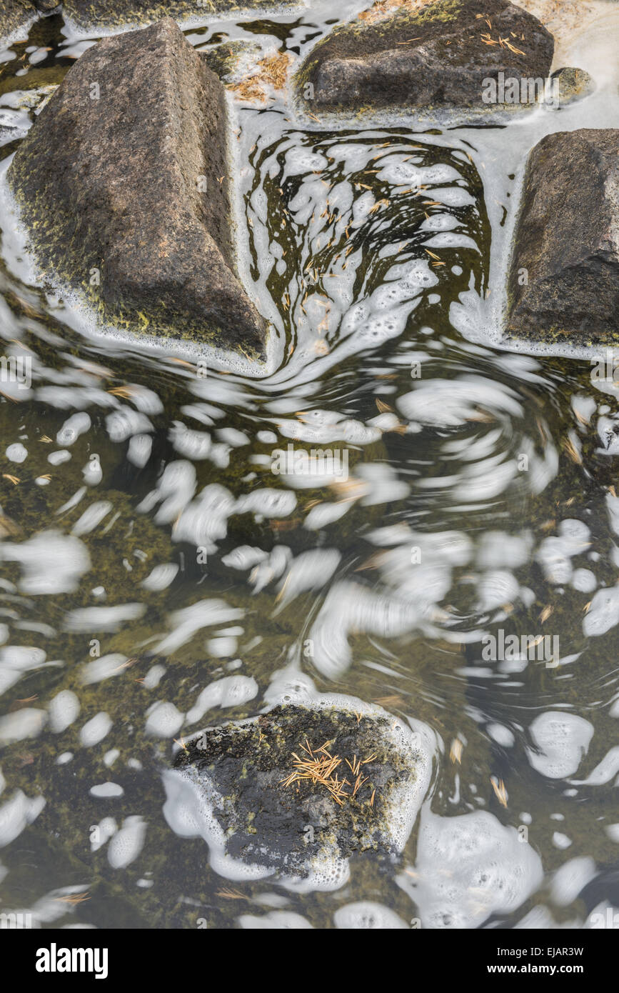 water streaming around stones, Piteaelven, Lapland Stock Photo - Alamy
