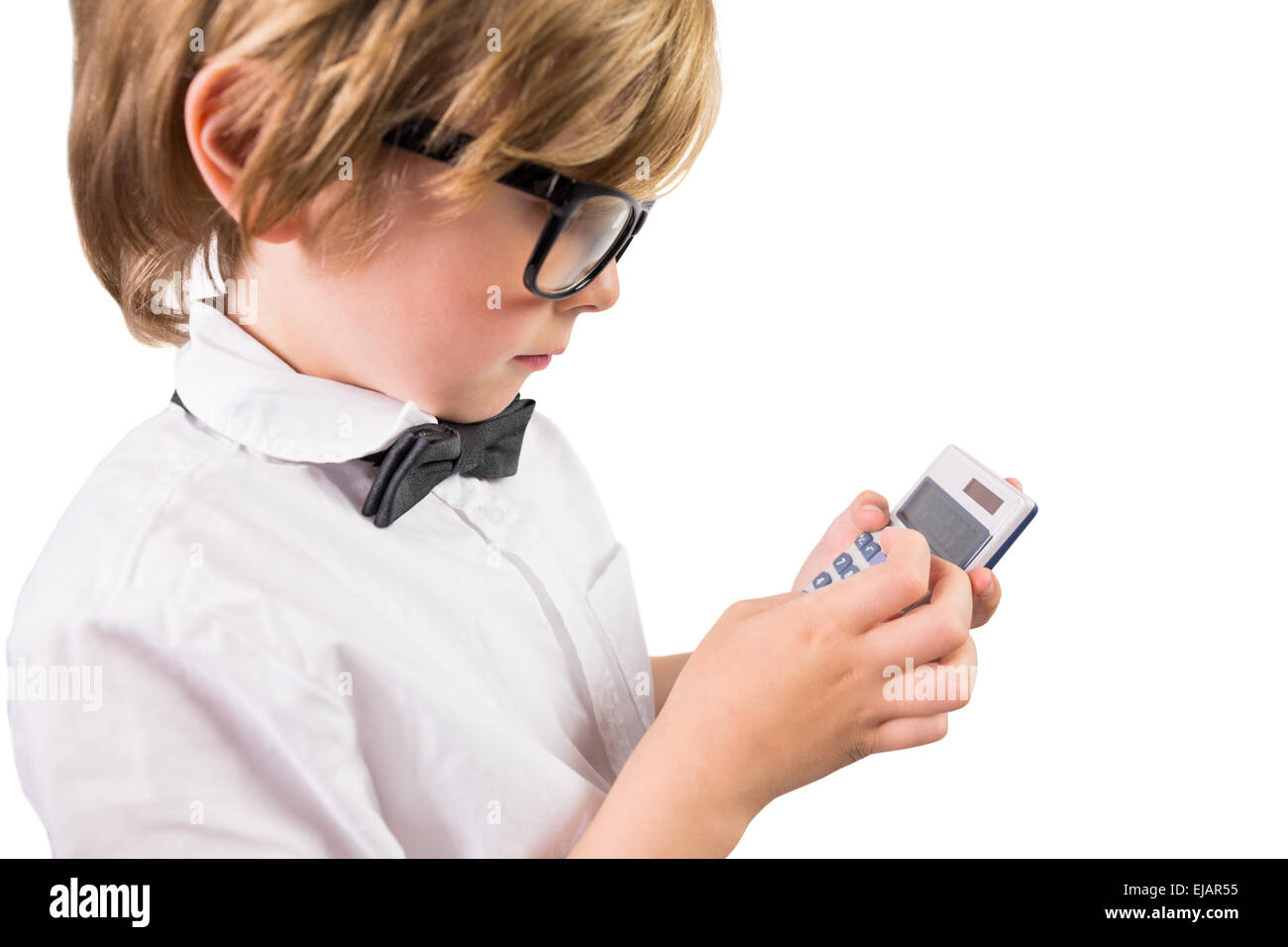 Student smiling and holding calculator Stock Photo - Alamy