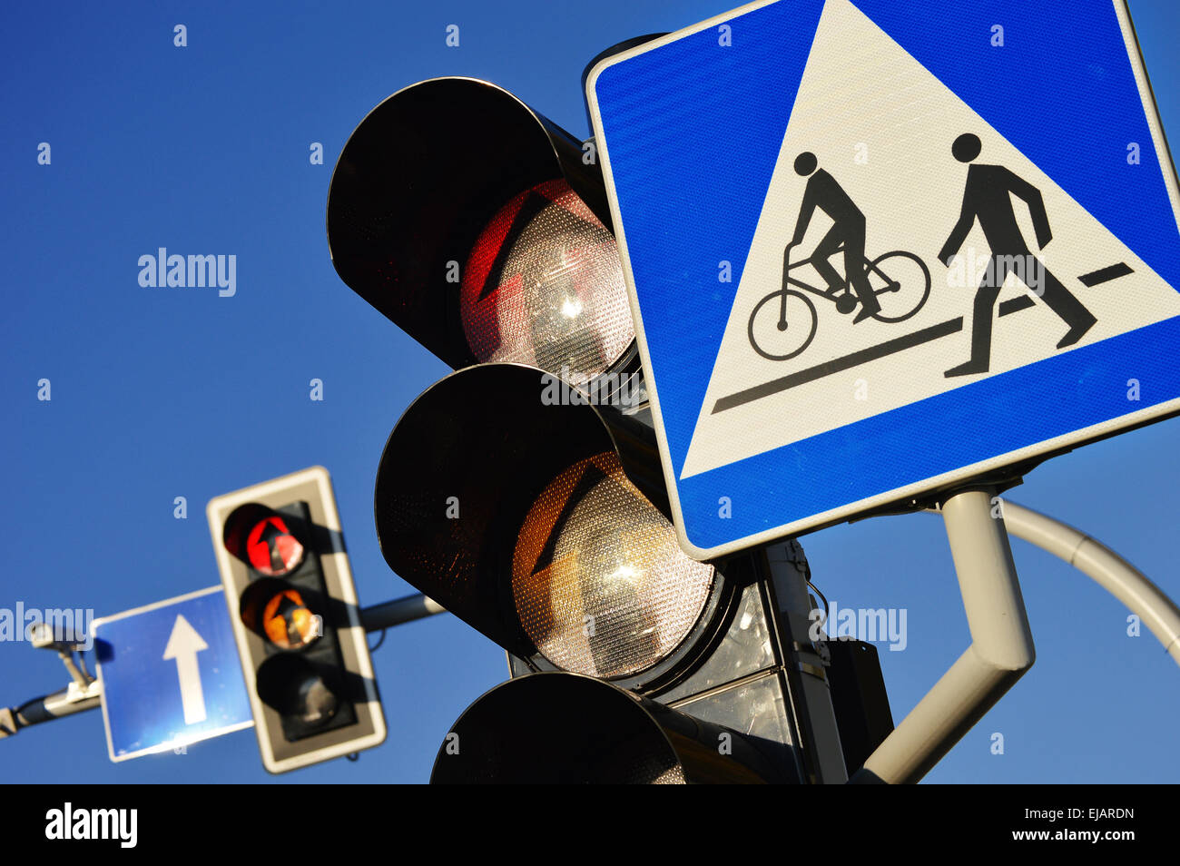 Traffic lights over a blue sky Stock Photo - Alamy