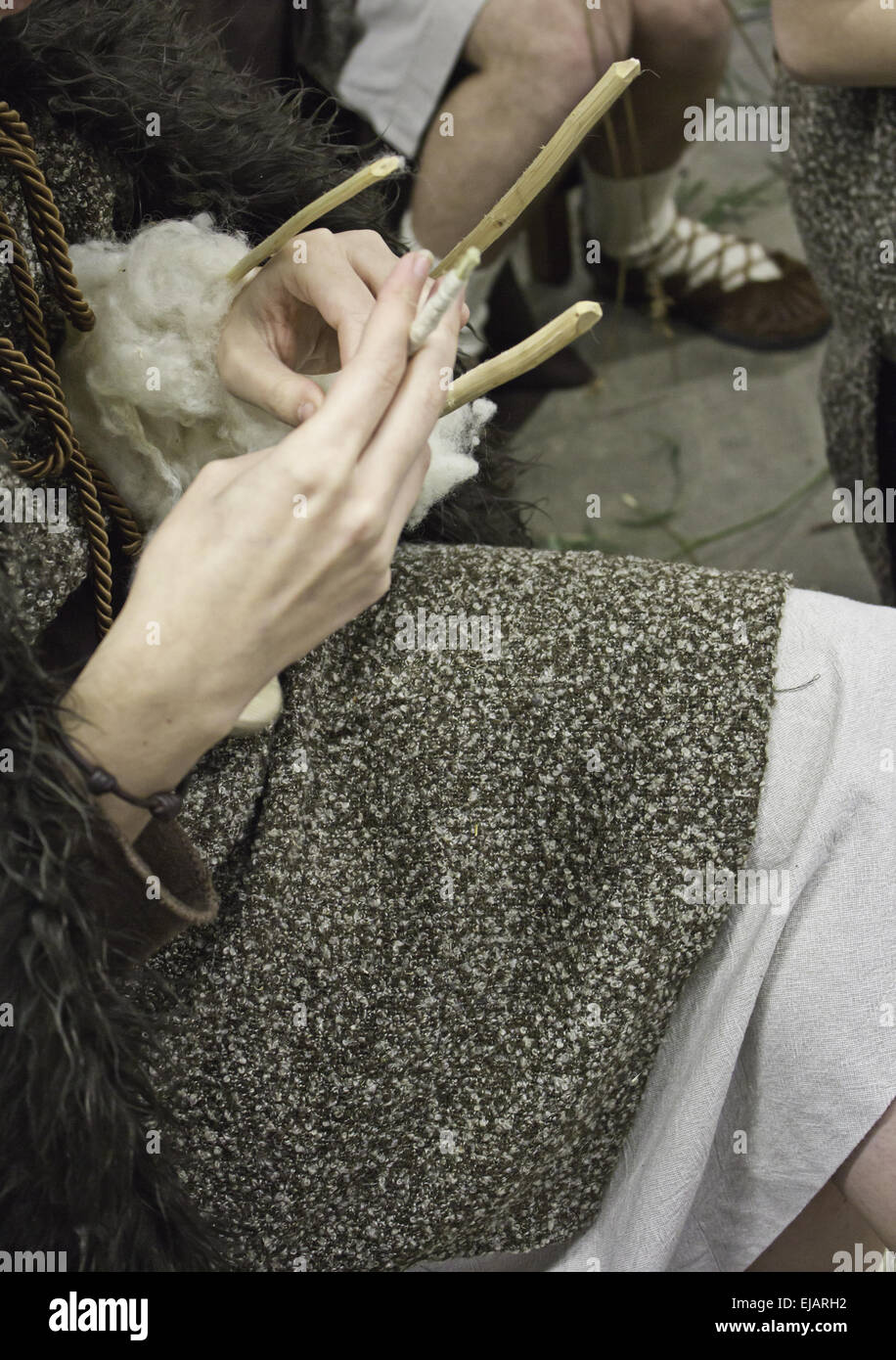 Woman sewing with wool, craft and action, crafts Stock Photo - Alamy