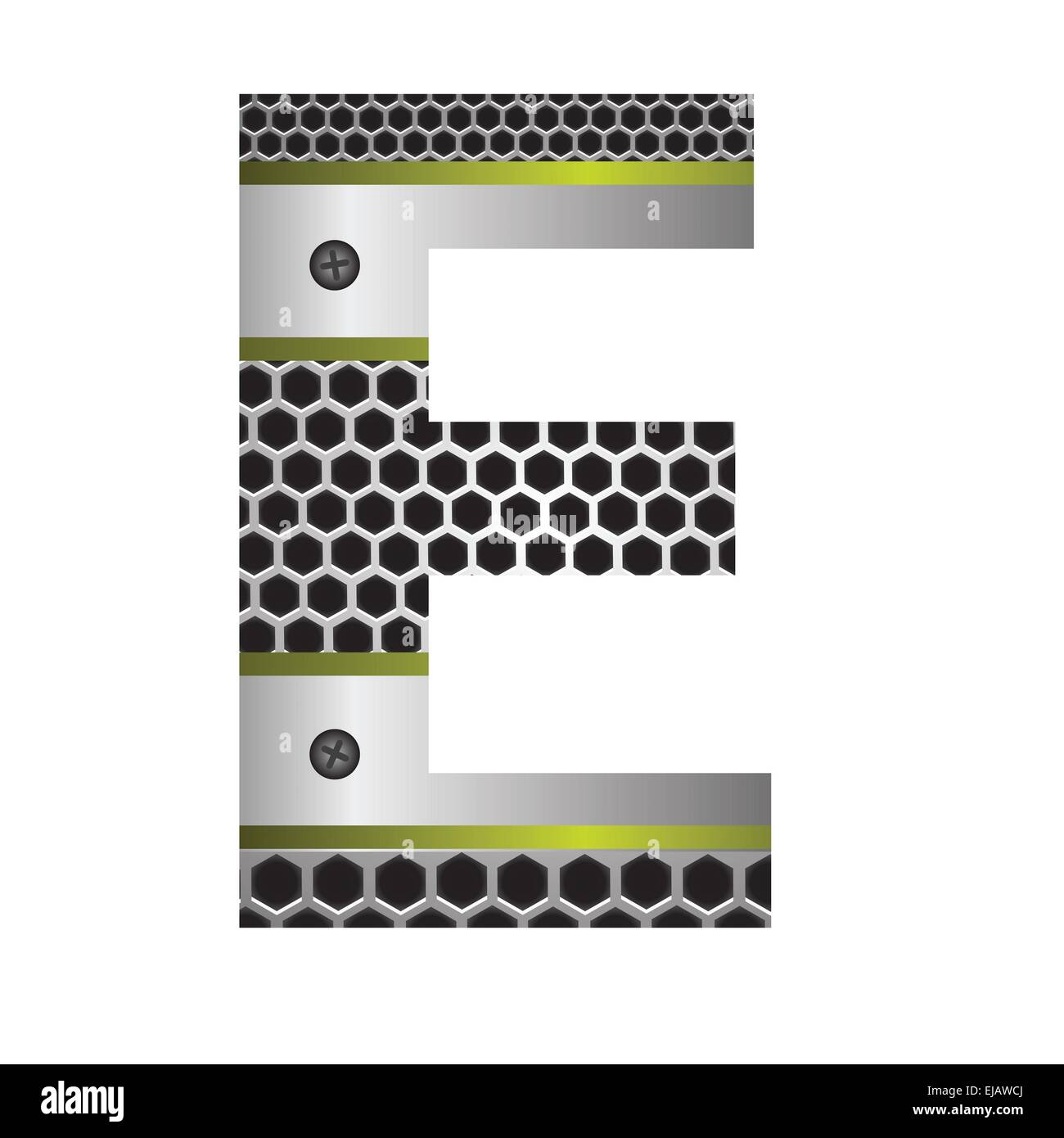 Letter e as metal object Cut Out Stock Images & Pictures - Alamy