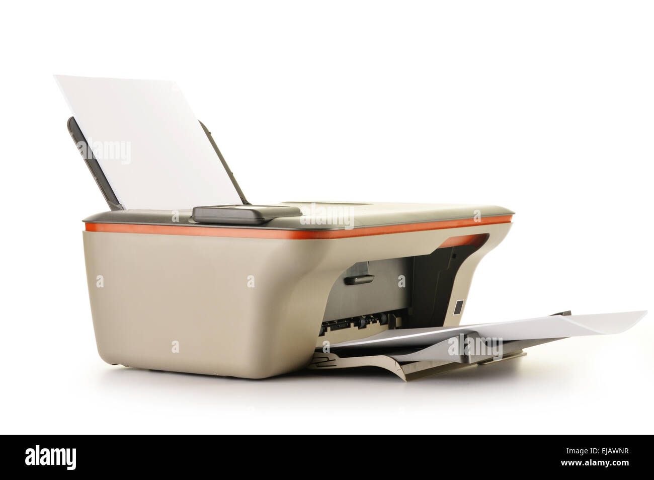 Computer printer isolated on white background Stock Photo - Alamy