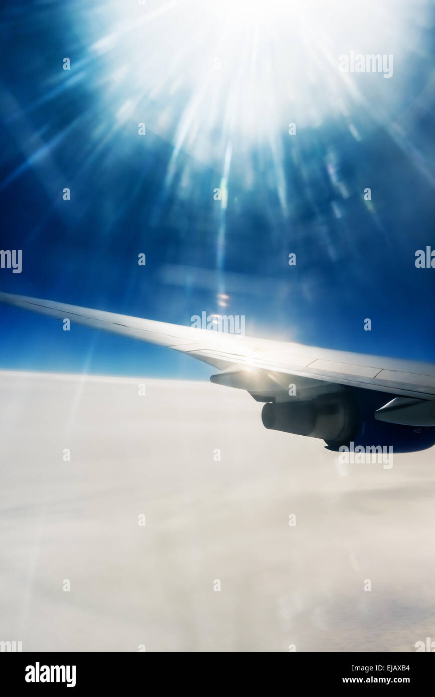 view of the wing of an airplane through the window Stock Photo - Alamy