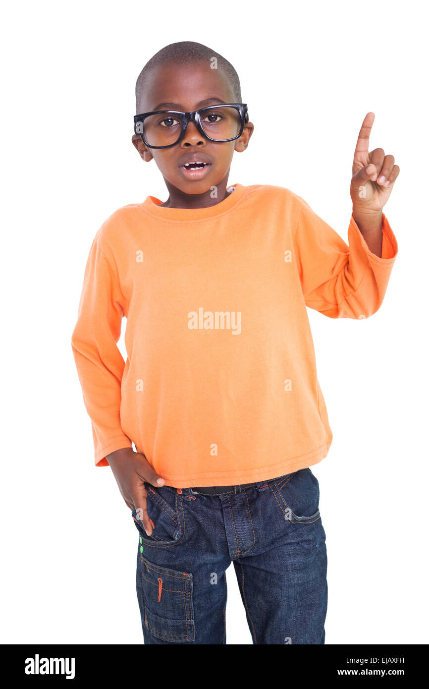 Boy pointing up sign hi-res stock photography and images - Alamy