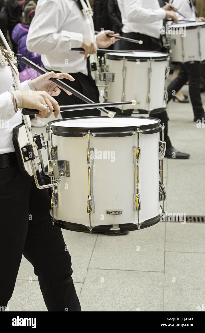 People playing metal instrument, drum and music concert Stock Photo - Alamy