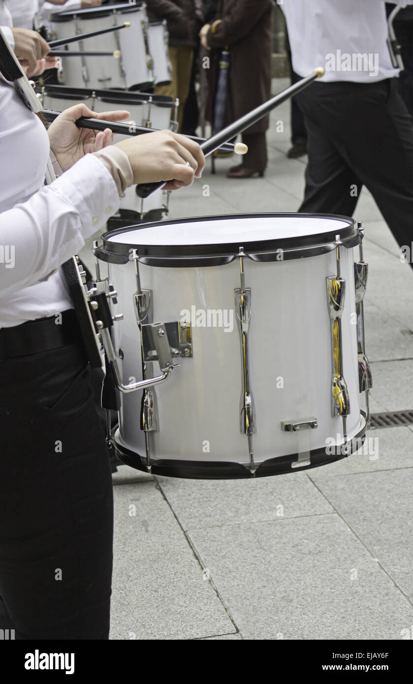 People playing metal instrument, drum and music concert Stock Photo - Alamy