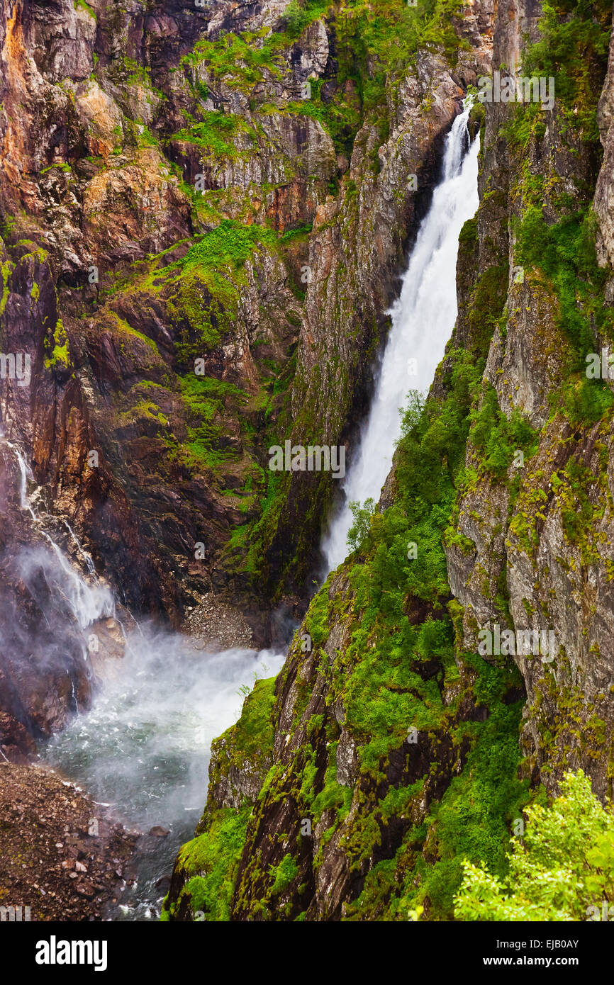 Waterfall Voringfossen in Hardanger Norway Stock Photo - Alamy
