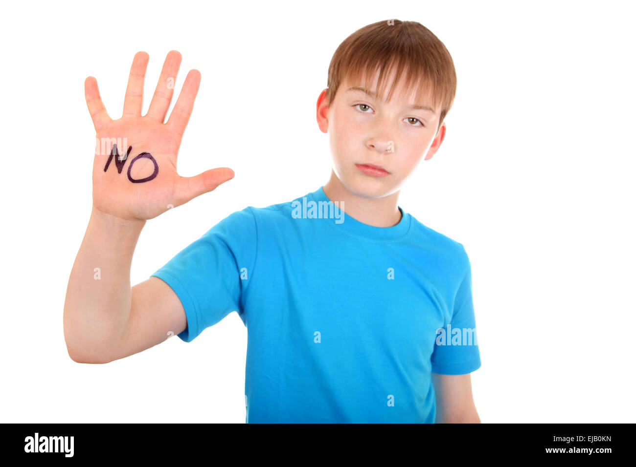 Kid with Refusal Gesture Stock Photo - Alamy