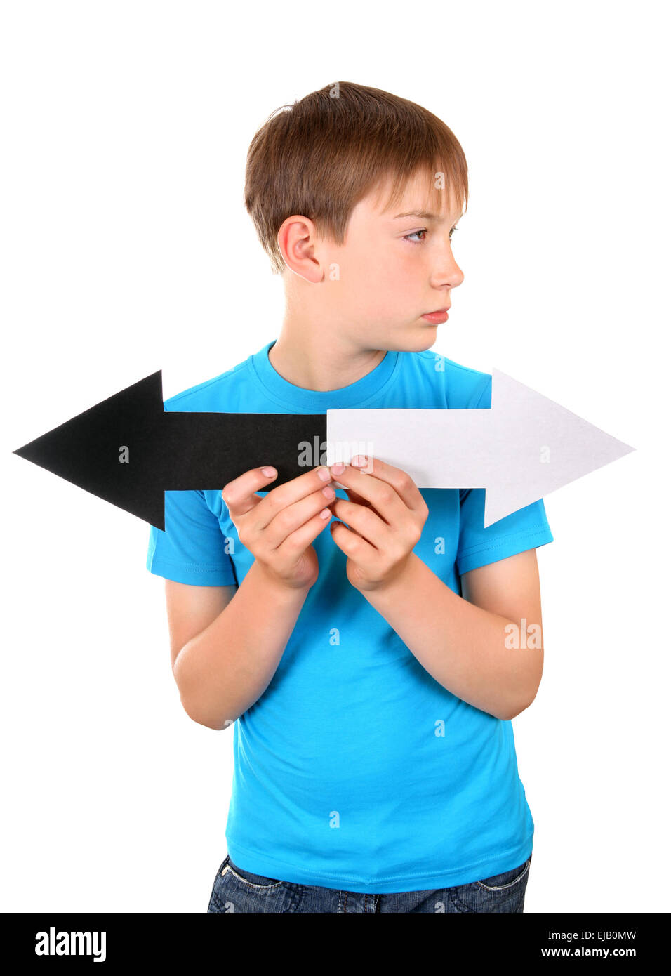Kid with Two Arrows Stock Photo - Alamy