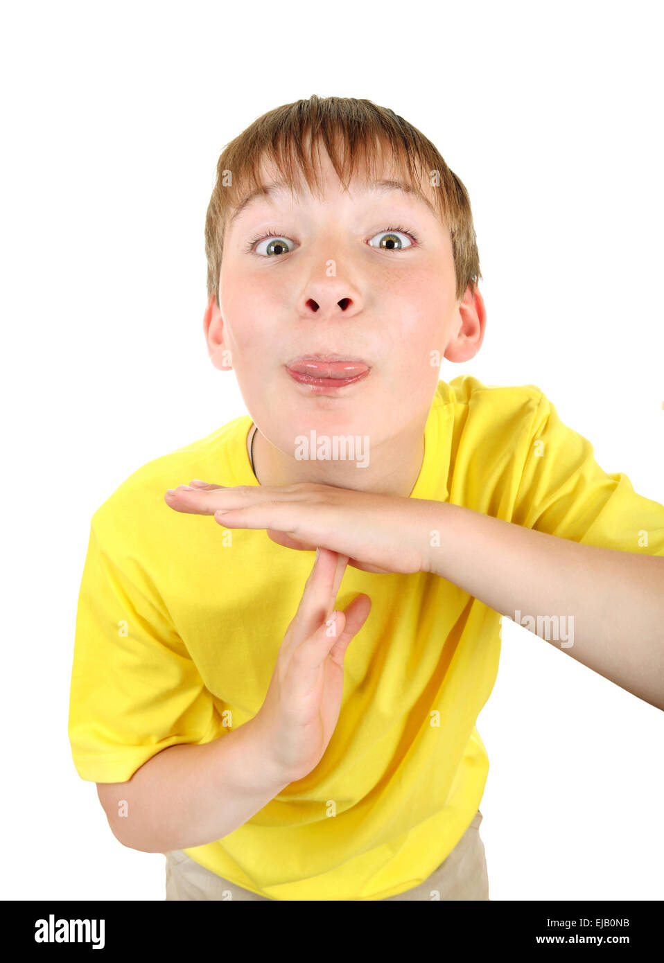 Kid shows Time out gesture Stock Photo - Alamy