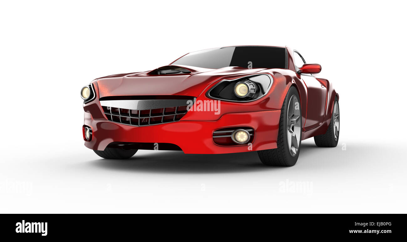 luxury brandless red sport car at white background Stock Photo - Alamy