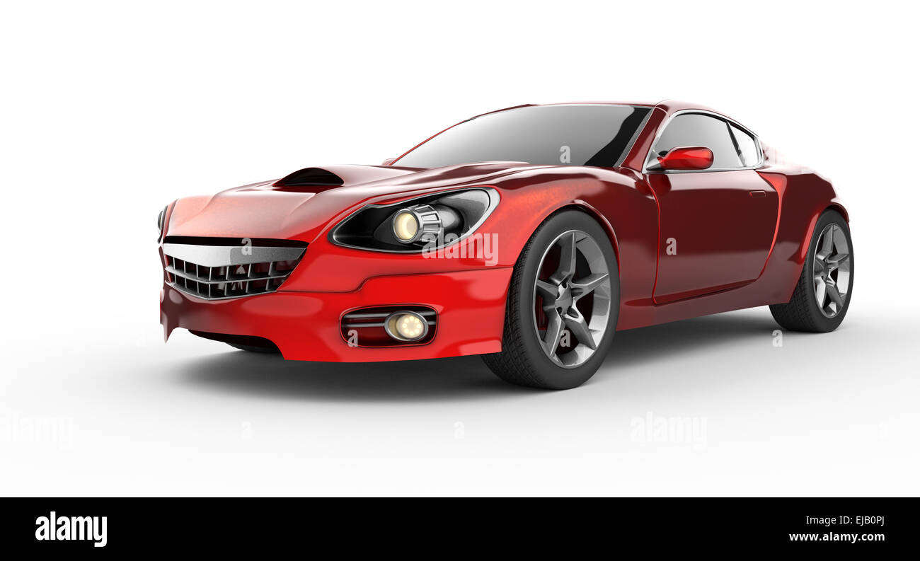 luxury brandless red sport car at white background Stock Photo - Alamy