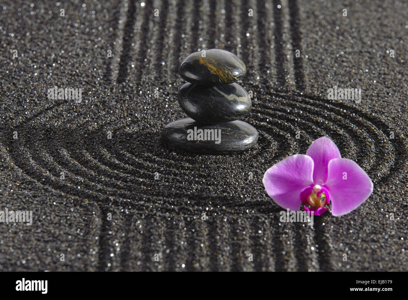 Japanese ZEN garden with stacked stones Stock Photo - Alamy