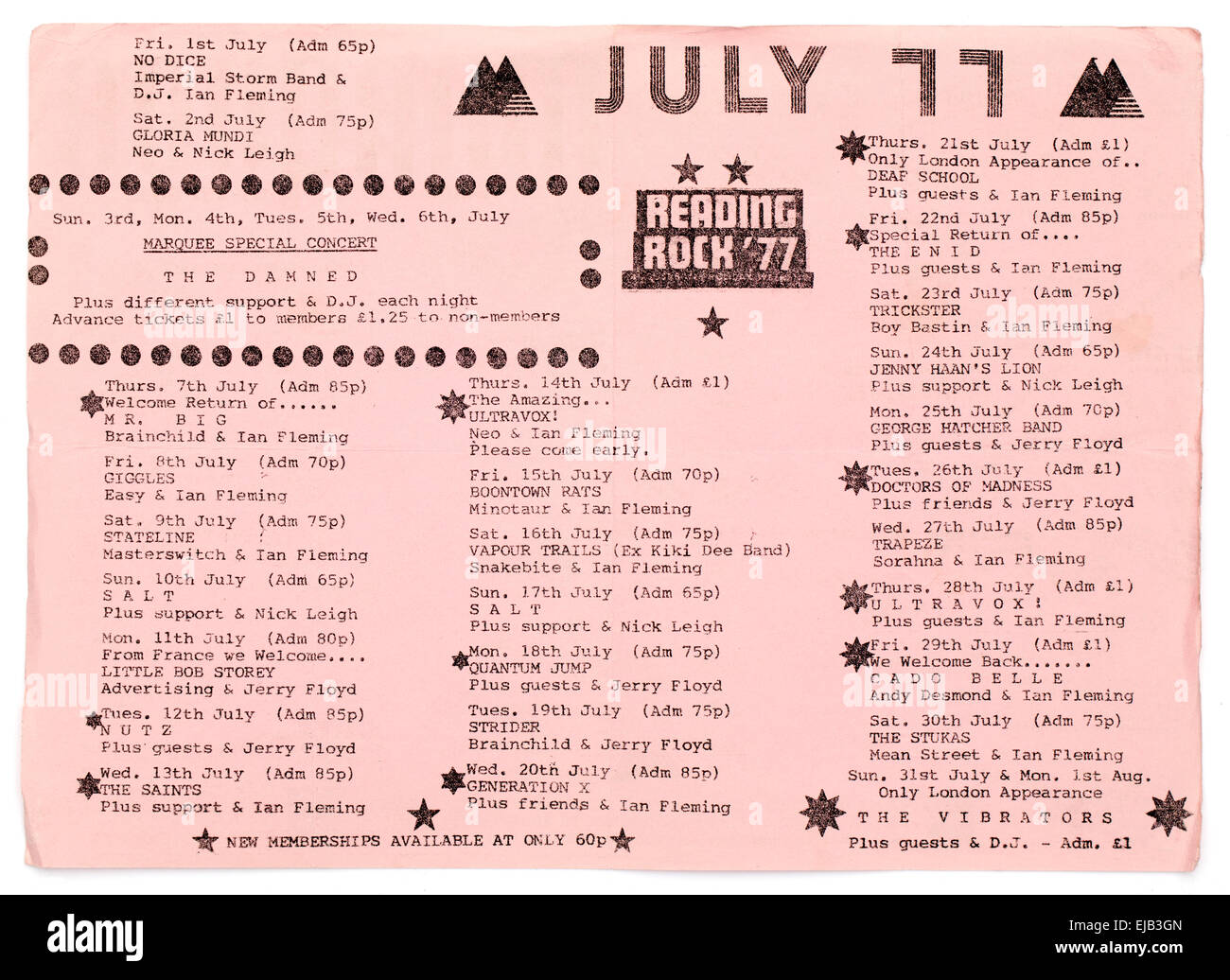 Vintage 1970's Monthly Promotional Flyer for the legendary Marquee Club ...