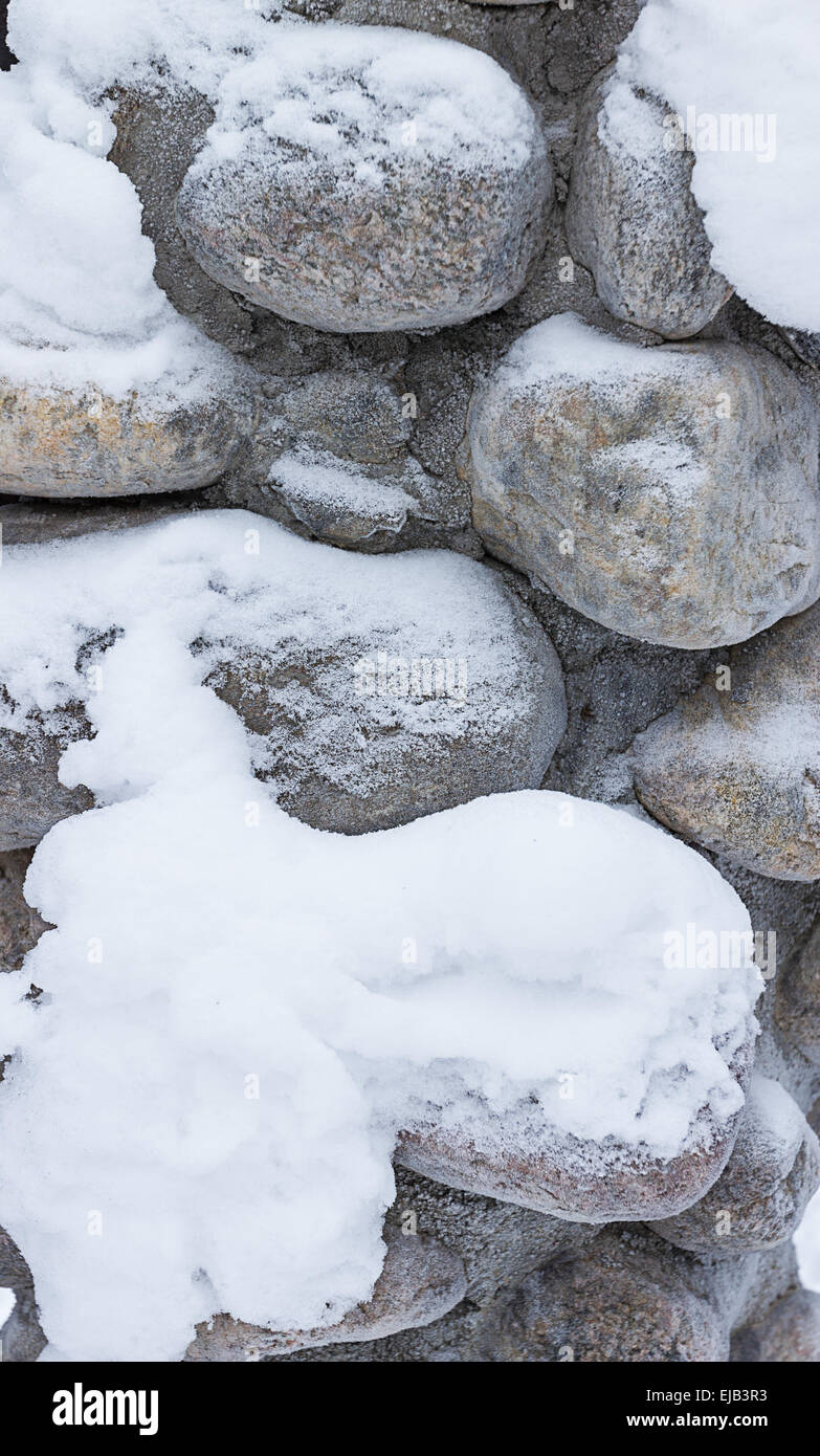 Snowy stone background in russian winter close Stock Photo - Alamy