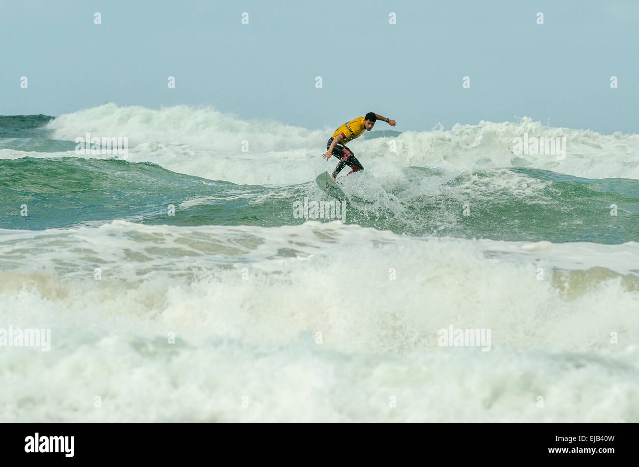 Pro male surfer in action in the sea at the Boardmasters surf ...