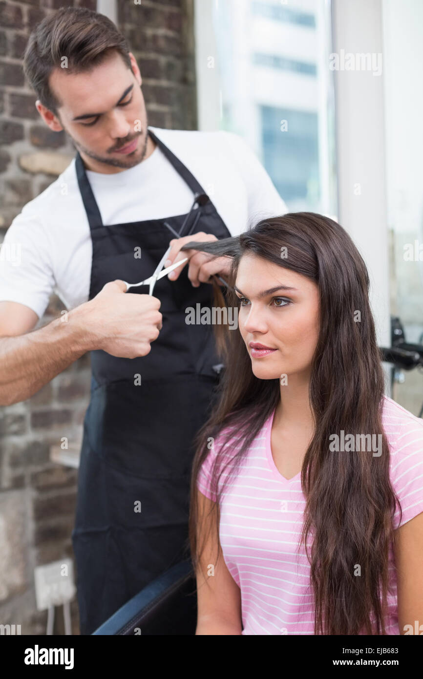 Brunette hair salon cut hi-res stock photography and images - Alamy