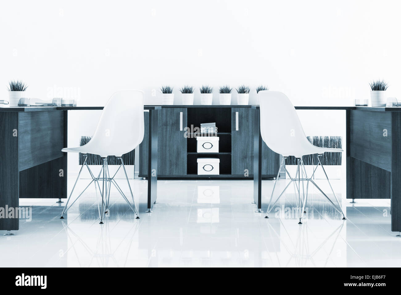 desks with reflection Stock Photo - Alamy